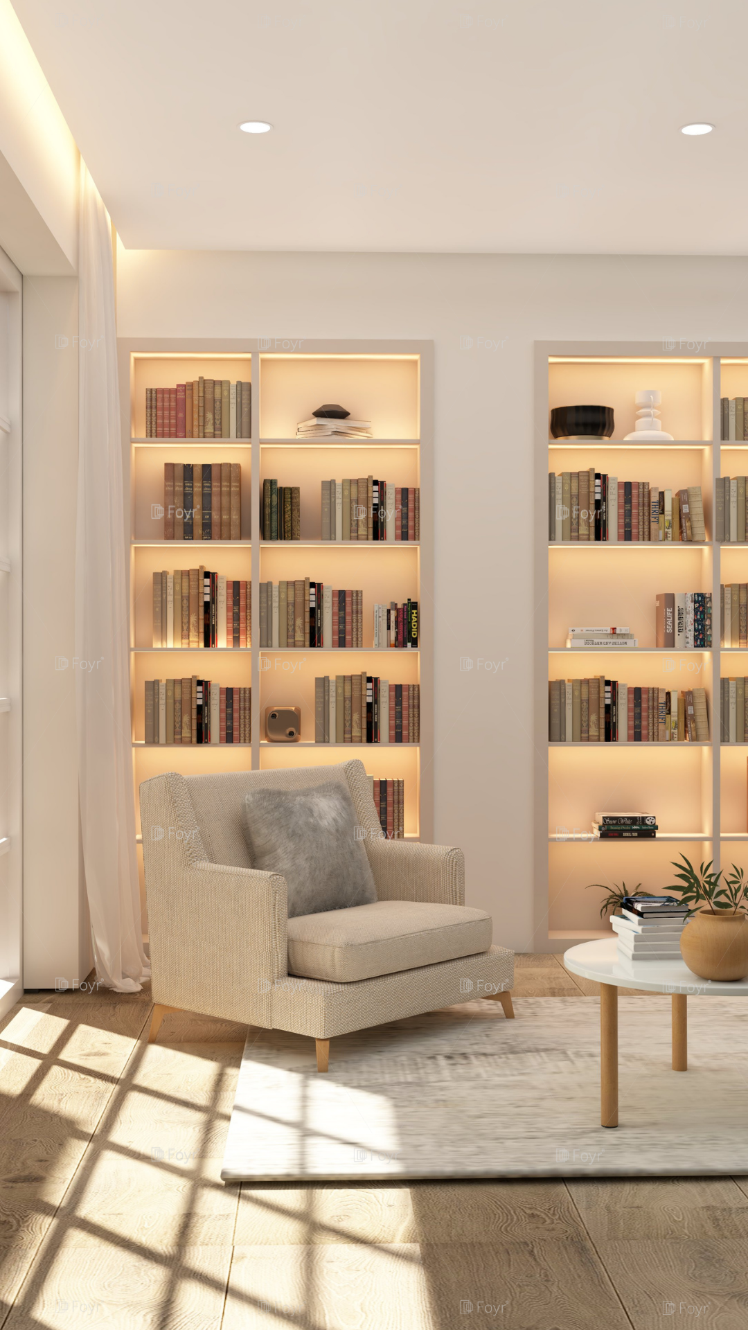Japandi Reading Corner with Soft Lighting and Minimal Decor