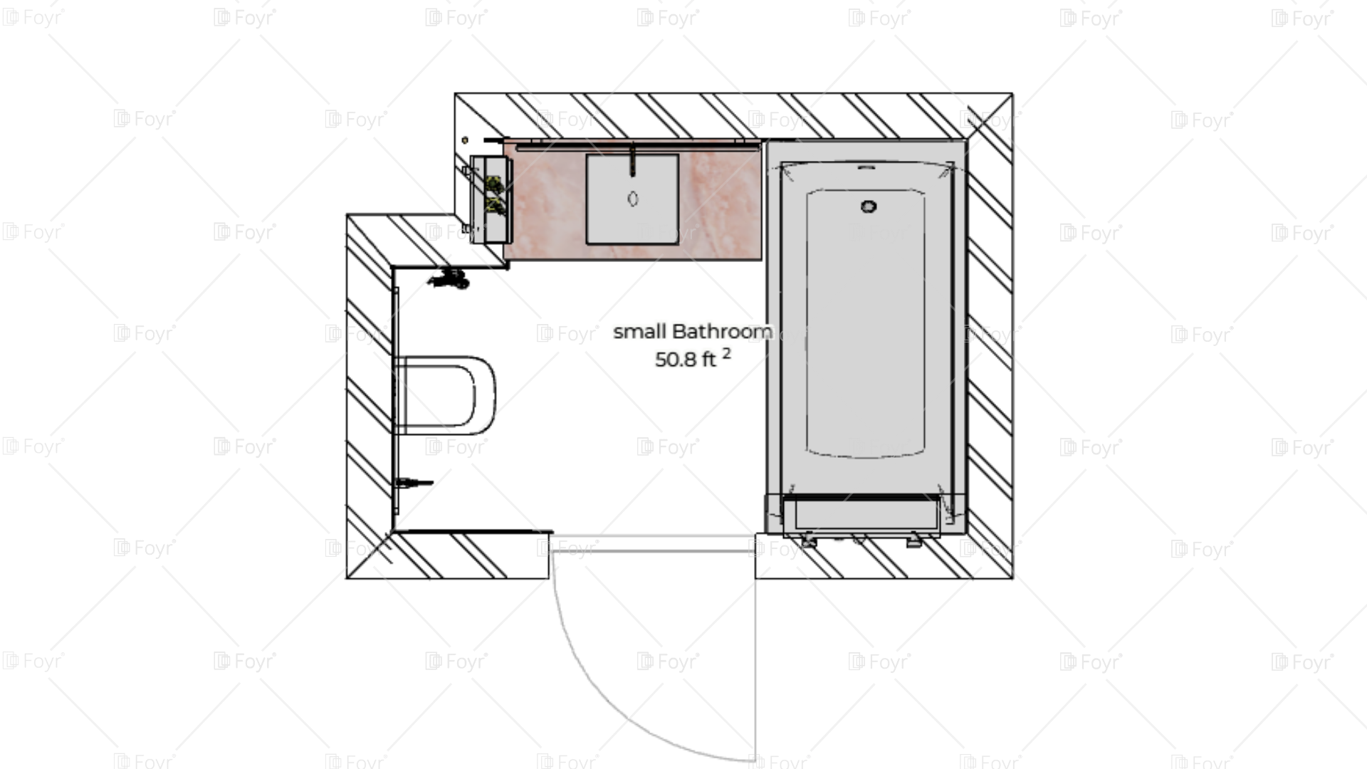 2D Small bath with bathtub | Floor Plan Gallery